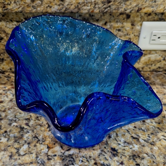 murero | Other | Cobalt Blue Art Glass Handkerchief Bowl Vase Murero ...